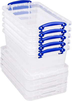 Really Useful Box 5.5 Litre Plastic Storage Box Clear (Pack of 5)