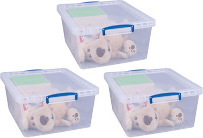 Really Useful Box Nestable Plastic Storage 17.5 Litre Clear (Pack of 3)