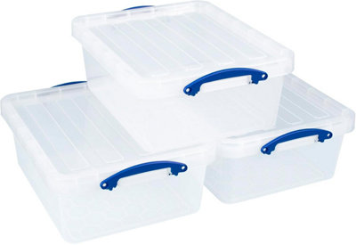 Really Useful Box Plastic Storage 23.5 Litre Clear (Pack of 3)