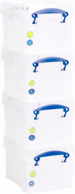 Really Useful Box Plastic Storage 3 Litre Clear (Pack Of 4)