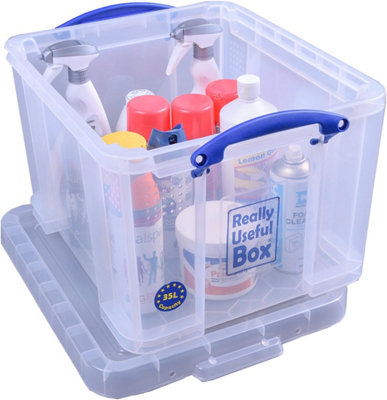 Really Useful Box Plastic Storage 35 Litre Clear