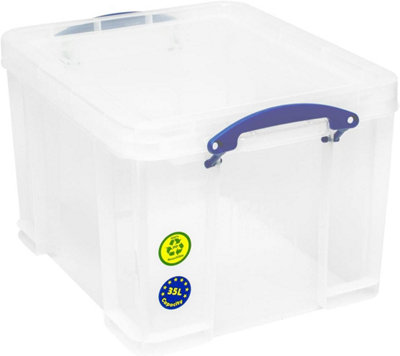 Really Useful Box Plastic Storage 35 Litre Clear