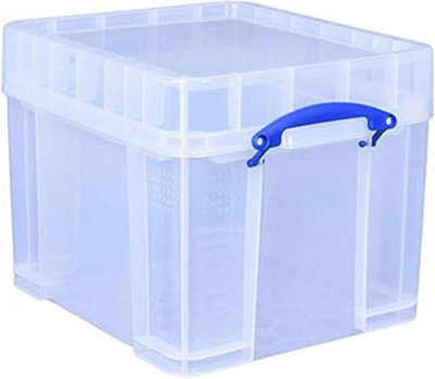 Really Useful Box Plastic Storage Box 35 Litre with XL Lid Clear