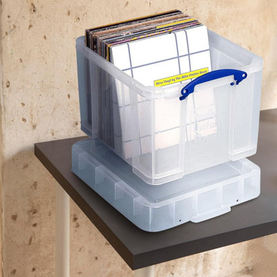 Really Useful Box Plastic Storage Box 35 Litre with XL Lid Clear