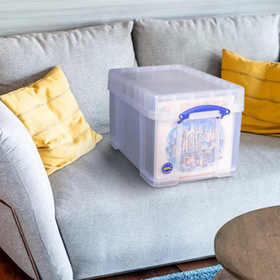 Really Useful Box Plastic Storage Box 35 Litre with XL Lid Clear
