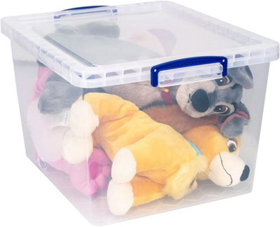 Really Useful Nestable Plastic Storage Box 33.5 Litre Clear (Pack of 3)