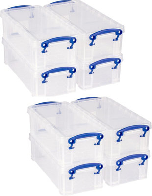 Really Useful Plastic Storage Box 0.9 Litre Clear Pack of 8) / Free ...