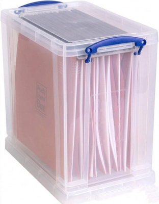 Really Useful Plastic Storage Box 25 Litre CLEAR with 10X Suspension Files