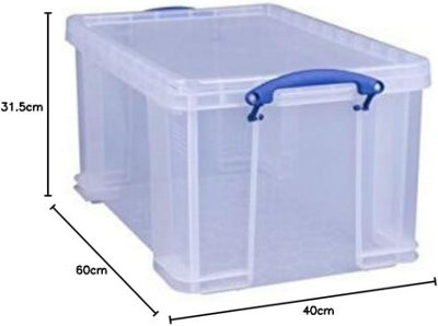 Really Useful Plastic Storage Box 48 Litre Clear (Pack of 3)