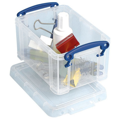 Really Useful Plastic Storage Box With Lid & Handles - 0.7 Litre Clear ...