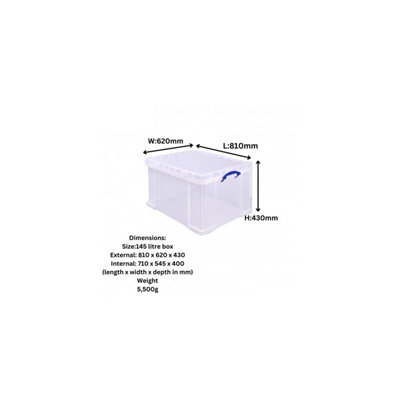 Really Useful Storage Box 145L Clear Storage Box: Stackable ...