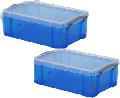 Really Useful Storage Box 9 Litre Pack of 2 - Color: Transparent Blue
