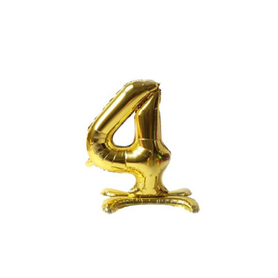 Realmax Standing Number 4 Foil Balloon Gold (One Size)