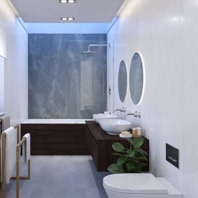 Rearo Selkie MDF Bathroom Shower Wall Panel (H)2420mm x (W)1180mm x (D ...