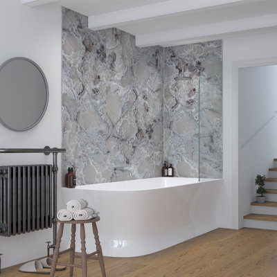 Rearo Selkie MDF Bathroom Shower Wall Panel (H)2420mm x (W)1180mm x (D ...