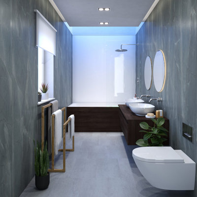 Rearo Selkie MDF Bathroom Shower Wall Panel (H)2420mm x (W)1180mm x (D ...