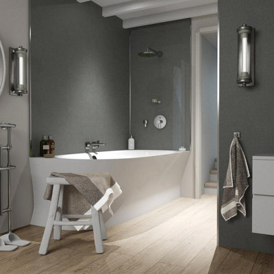 Rearo Selkie MDF Bathroom Shower Wall Panel (H)2420mm x (W)1200mm x (D ...