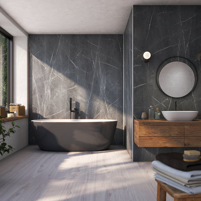 Rearo Selkie MDF Bathroom Shower Wall Panel (H)2420mm x (W)1200mm x (D ...