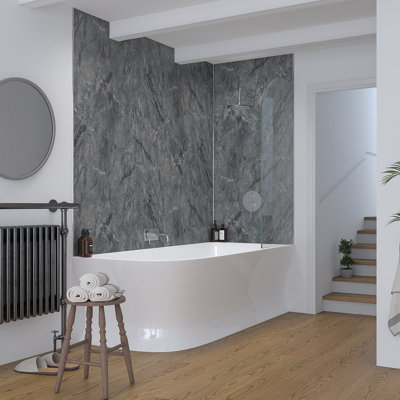 Rearo Selkie MDF Bathroom Shower Wall Panel (H)2420mm x (W)1200mm x (D ...