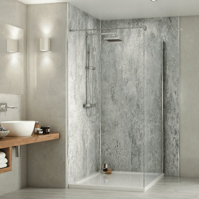 Rearo Selkie MDF Bathroom Shower Wall Panel (H)2420mm x (W)1200mm x (D ...