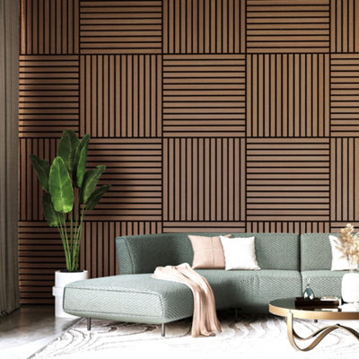 Rebel Of Styles UltrAcoustic Eco Tile Walnut Wood Effect Recycled Felt ...