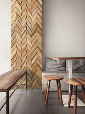 Rebel Of Styles UltraWood Chevron Solid Asian Teak Wood Wall Cladding 3D Panel Tile 20pcs 1.38m² ...