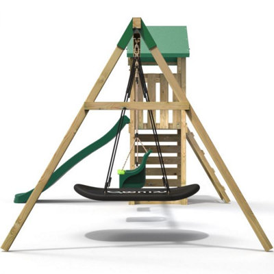 Rebo Adventure Wooden Climbing Frame, Swing Set and Slide - Snowdon