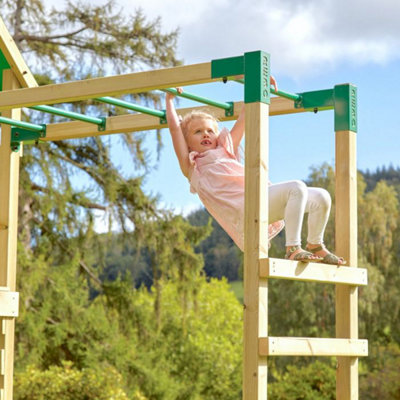 Rebo Adventure Wooden Climbing Frame with Monkey Bar, Swings & Slide ...