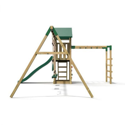 Rebo Adventure Wooden Climbing Frame with Monkey Bar, Swings & Slide ...