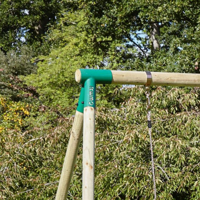 Rebo Beat The Wall Wooden Swing Set with Double up & Over Climbing Wall ...
