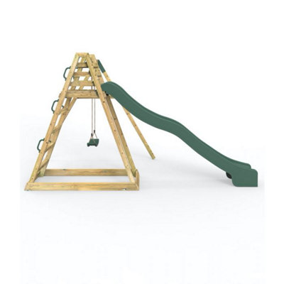 Rebo Children's Wooden Pyramid Activity Frame with Swings and 10ft Kids ...