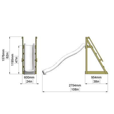 Rebo Free Standing Garden Wave Water Slide with Wooden Platform - 8ft ...