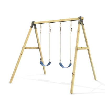 Rebo Glide Wooden Double Swing Set with Two Swing Seats - Tulip (Dark ...