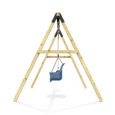 REBO GLIDE WOODEN DOUBLE SWING SET WITH TWO SWING SEATS - TULIP (NAVY ...