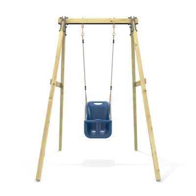Rebo Glide Wooden Single Swing Set with Swing Seat - Dandelion (Navy ...