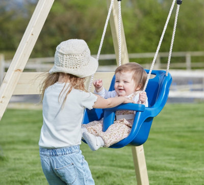 Rebo Glide Wooden Single Swing Set with Swing Seat - Dandelion (Navy ...