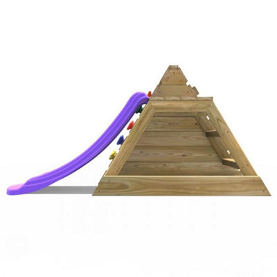 Rebo Mini Wooden Climbing Pyramid Adventure Playset - Den and Slide - Pink