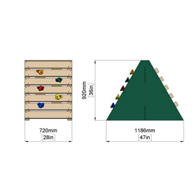 Rebo Mini Wooden Climbing Pyramid Adventure Playset - Green