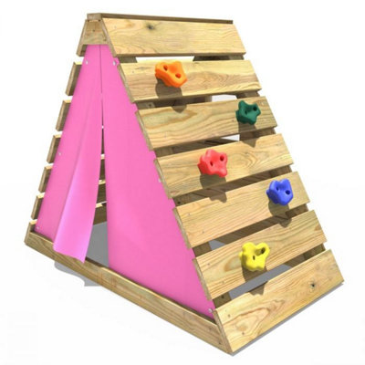 Buy Rebo Mini Wooden Climbing Pyramid Adventure Playset - Pink | DIY at B&Q