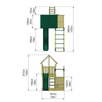 Rebo Modular Wooden Climbing Frame Adventure Playset - M3 plus Monkey Bars