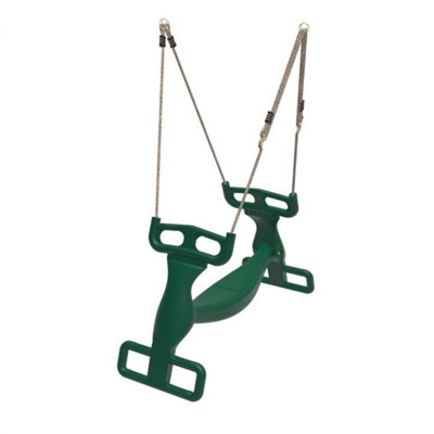 Rebo Moulded Plastic Tandem Glider - Two Child Swing Seat - Green
