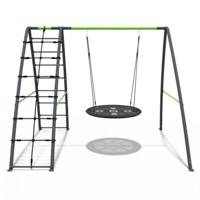 Rebo Steel Series Metal Children's Swing Set with Up and Over Wall ...