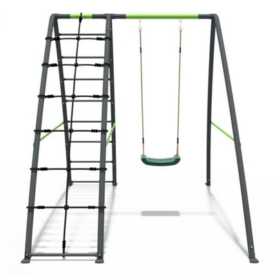 REBO STEEL SERIES METAL CHILDREN'S SWING SET WITH UP AND OVER WALL ...