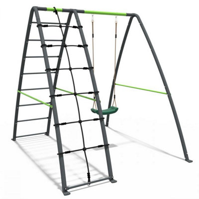 Rebo Steel Series Metal Children's Swing Set with Up and Over Wall ...