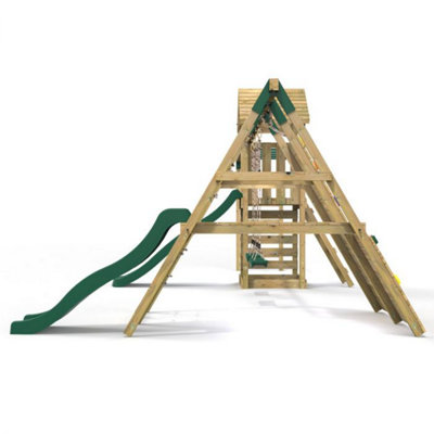 Buy Rebo Wooden Climbing Frame with Swings, 2 Slides, Up & over ...