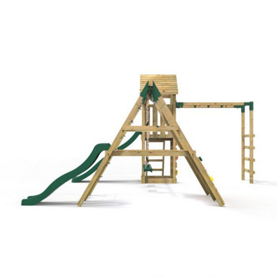 Rebo Wooden Climbing Frame with Swings, 2 Slides, Up & over Climbing ...
