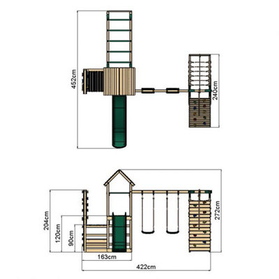Buy Rebo Wooden Climbing Frame with Vertical Rock Wall, Swing Set and ...