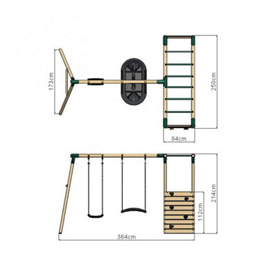 Rebo Wooden Garden Children's Swing Set with Extra-Long Monkey Bars ...