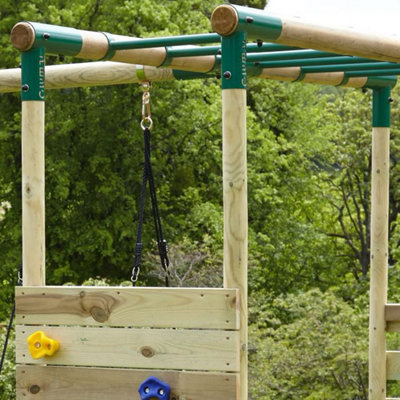 Rebo Wooden Garden Children's Swing Set with Extra-Long Monkey Bars ...