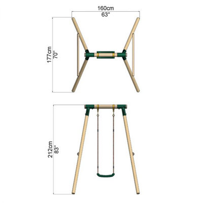 Rebo Wooden Garden Swing Set - Solar Green